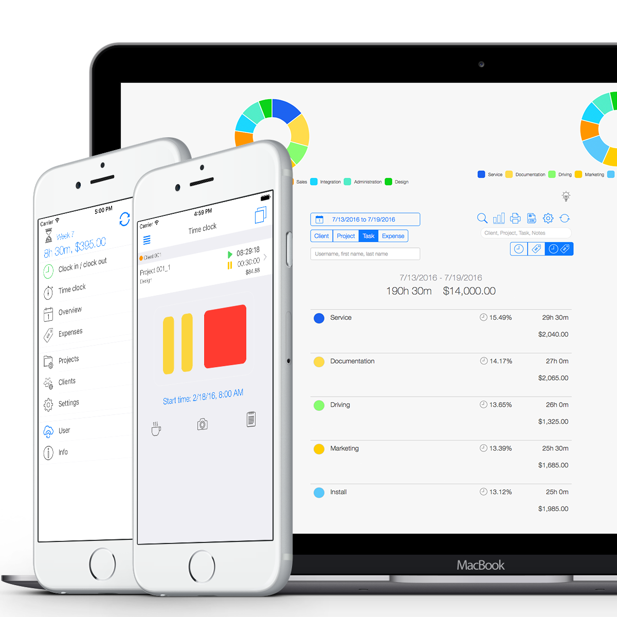 Mobile employee time tracking - Press record and get going - TimeTrack