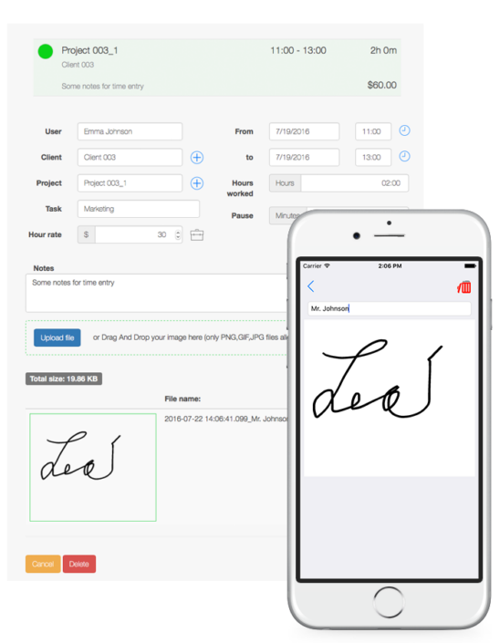 Customer Signature - TimeTrack