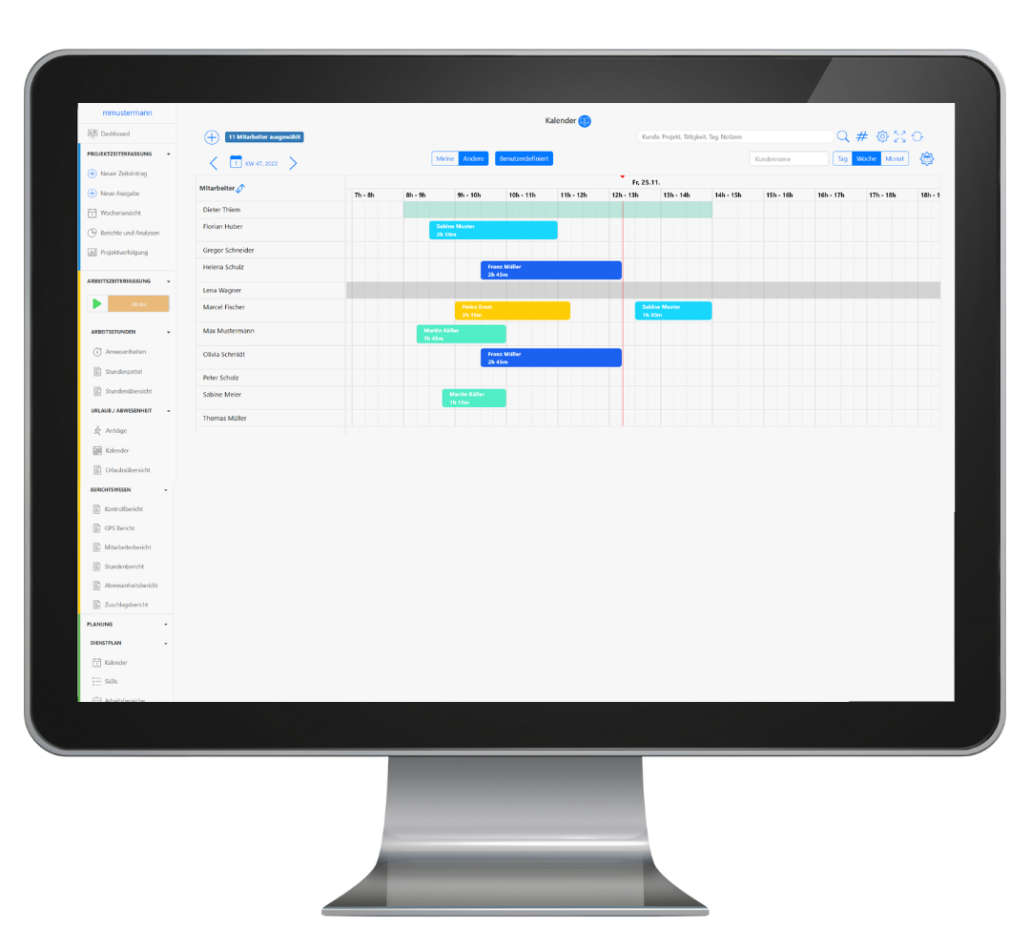 Einsatzplanung der Mitarbeiter - TimeTrack - Ressourceplanung