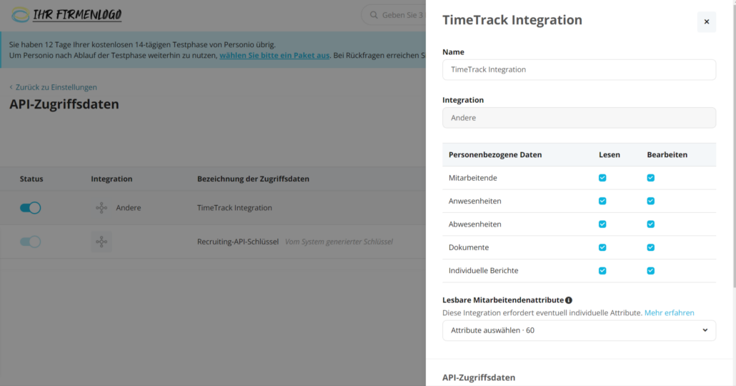 TimeTrack Zeiterfassung & Personio Payroll gemeinsam nutzen