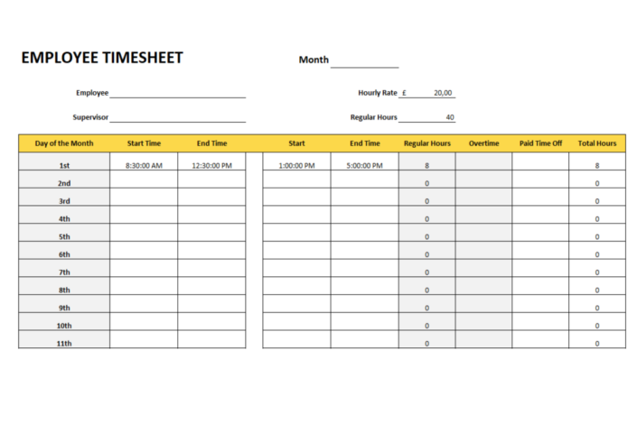 Free Timesheet Templates: Excel and PDF | TimeTrack