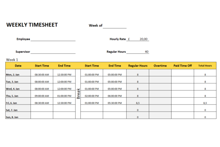 Free Timesheet Templates: Excel and PDF | TimeTrack