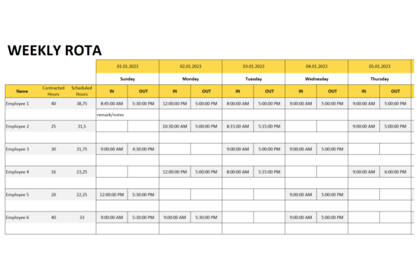 Rota Excel Templates: Free Download | TimeTrack