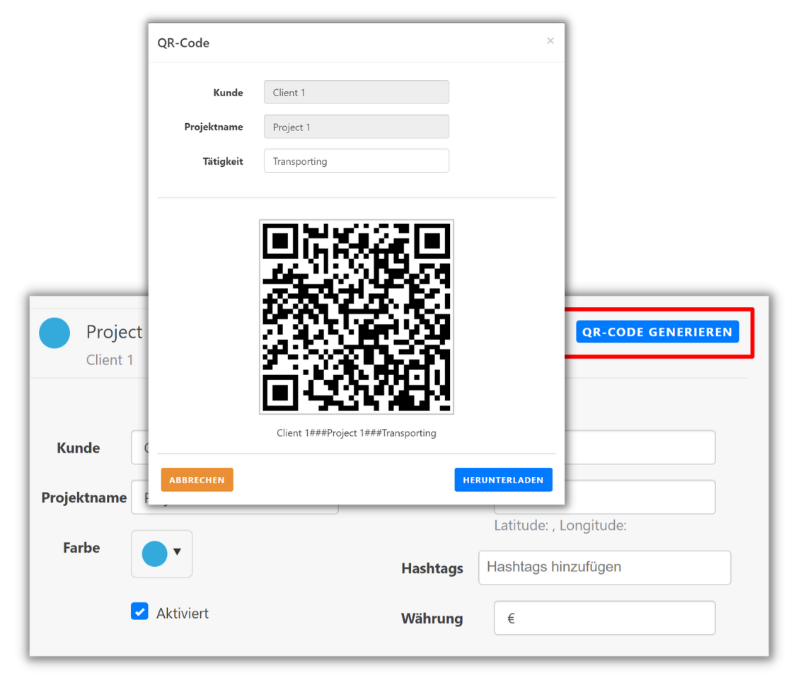QR-Code für Projekt- und Arbeitszeiterfassung | TimeTrack